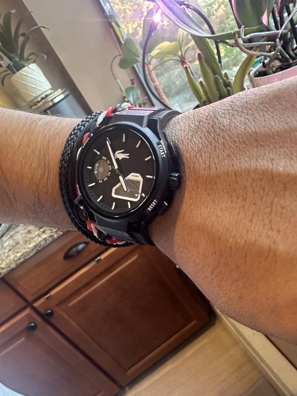 Lacoste Men's LC33 Black Silicone Strap Watch 45mm - Macy's