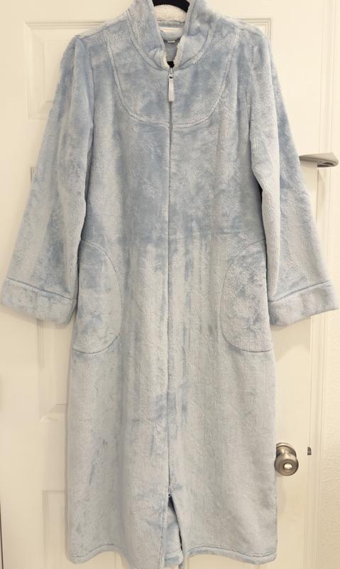 Charter Club Women's Long Snowflake Embossed Zip-Front Robe, Created ...