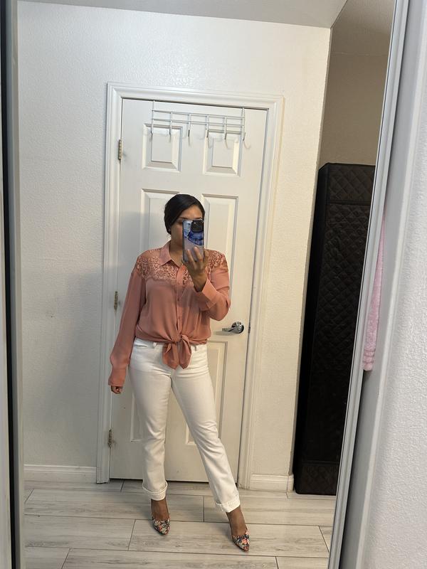 I.N.C. International Concepts Women's Lace-Top Button-Up Shirt, Created ...