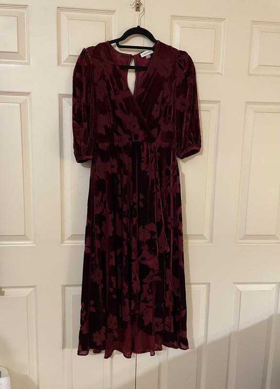 Calvin Klein Petite Velvet Burnout Faux-Wrap Dress - Macy's