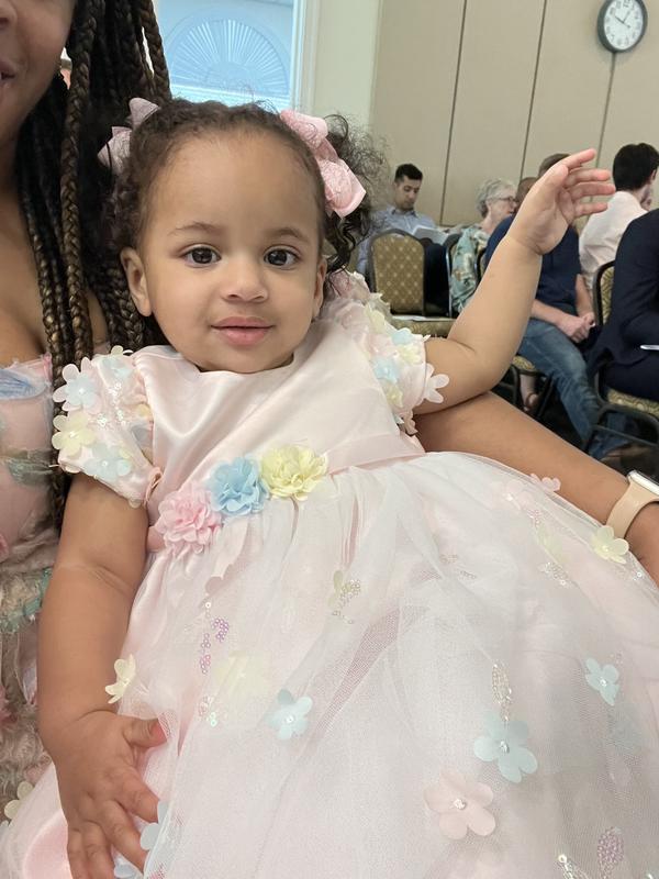 Rare Editions Baby Girls Short Sleeves Iridescent 3D Floral Social ...