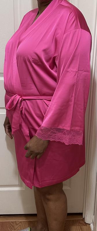 I.N.C. International Concepts Women's Lace-Trim Stretch Satin Robe ...