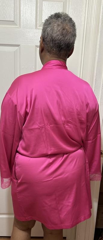 I.N.C. International Concepts Women's Lace-Trim Stretch Satin Robe ...