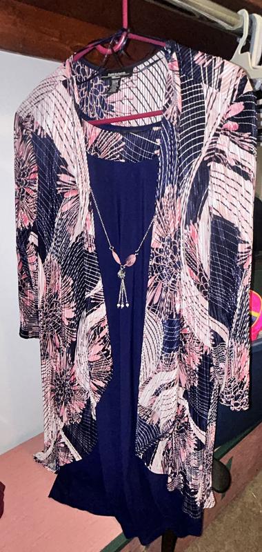 R & M Richards Plus Size Printed Jacket & Necklace Dress Set - Macy's