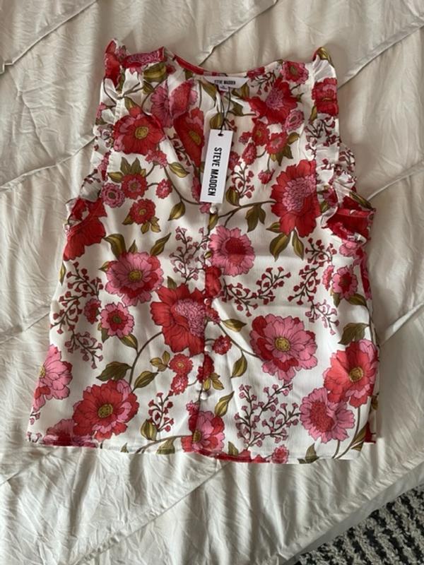 Steve Madden Womens Loretta Ruffled Button Down Top Macys