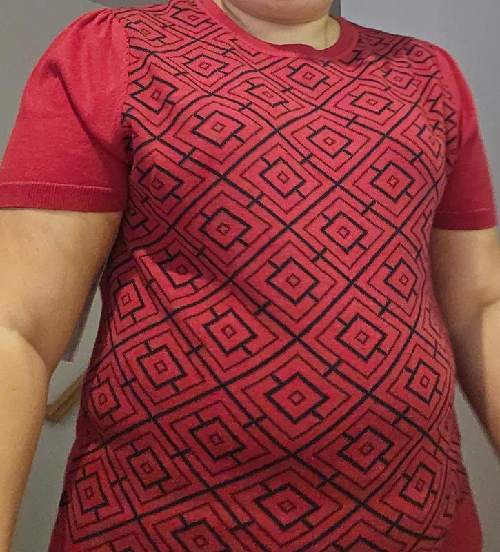 Tommy Hilfiger Women's Maze Geometric Contrast-Sleeve Sweater - Macy's