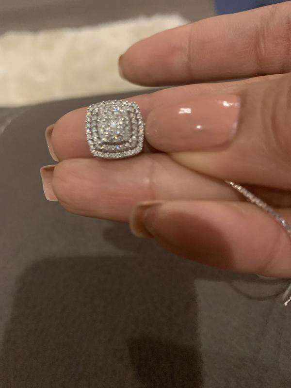 Diamond Square Cluster Pendant Necklace (1/2 ct. t.w.) in Sterling ...