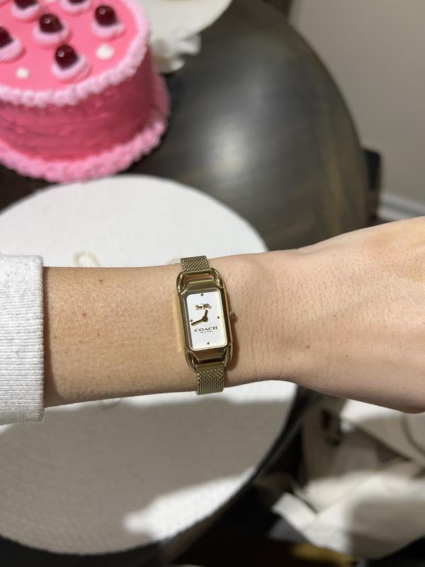 COACH Women's Cadie Gold-Tone Mesh Bracelet Watch, 17.5 x 28.5mm - Macy's