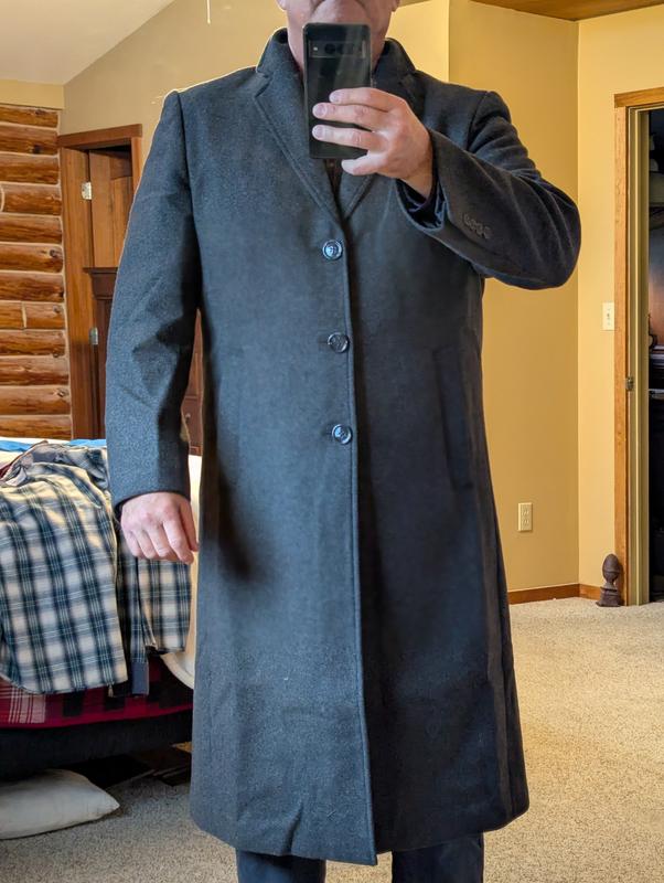 Braveman Men's Knee Length Wool Blend Three Button Long Jacket Overcoat ...