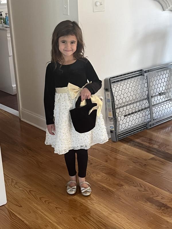 Rare Editions Little Girls Long Sleeve Velvet and Soutache Social Dress ...