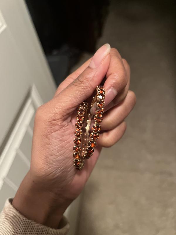 GUESS Gold-Tone Siam Stone Large Hoop Earrings, 2" - Macy's