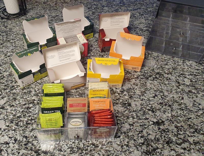 mDesign Plastic Tea Bag Caddy Box Storage Container Organizer - Clear ...