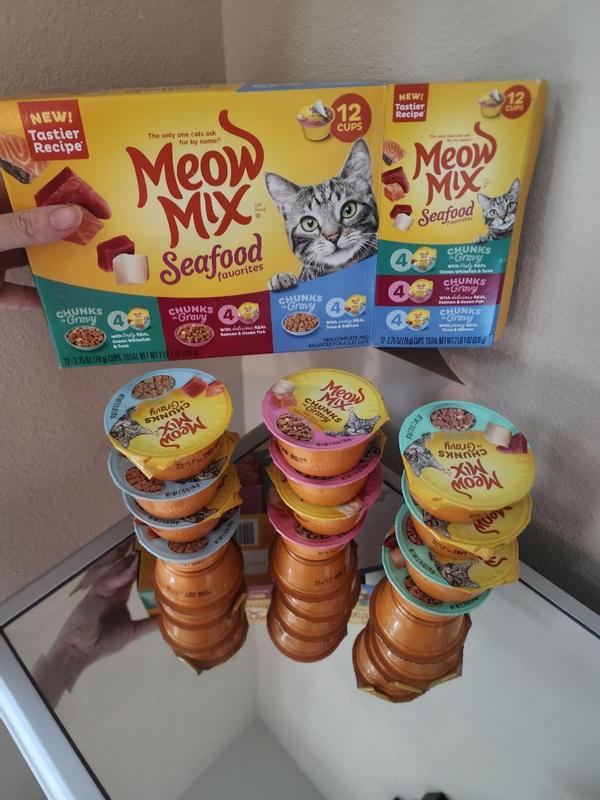 Meow Mix Savory Morsels Seafood Favorites Variety Pack Wet Cat Food, 2.75 oz., Pack of 12 | Petco