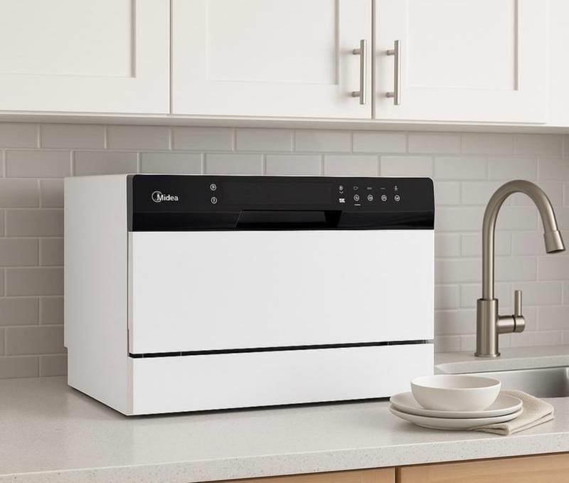 Midea 16.53-in Portable Countertop Dishwasher (Black) ENERGY STAR, 58 ...