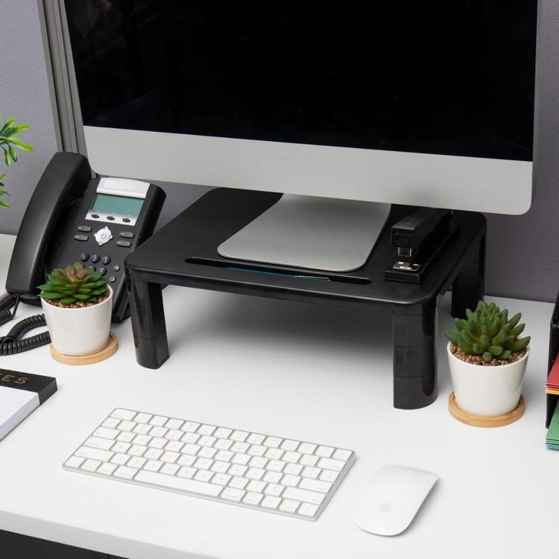 Mind Reader Small Monitor Stand, Durable Plastic Monitor Riser, For ...