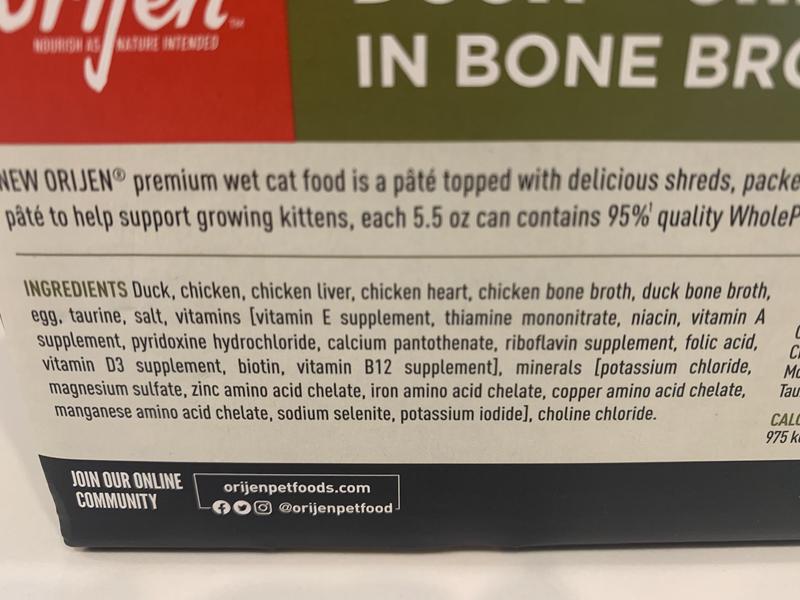 ORIJEN Duck + Chicken Entree in Bone Broth Wet Cat Food, 5.5-oz can ...