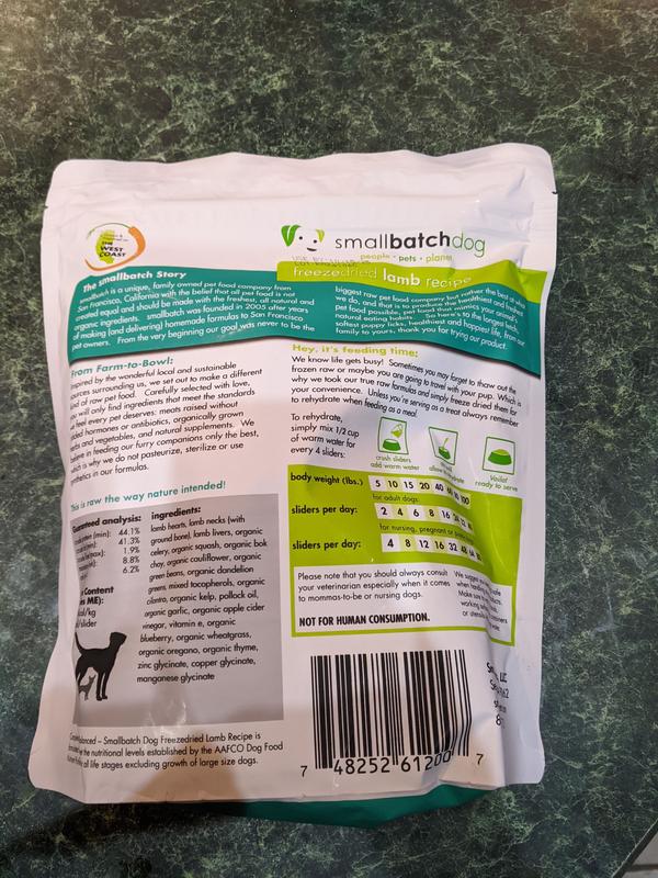 SMALLBATCH PETS Lamb Sliders Non-GMO Adult Freeze-Dried Dog Food, 14-oz ...