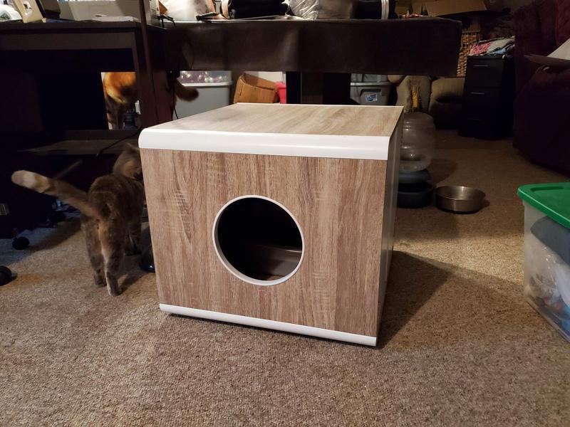 FRISCO Mid-Century Modern Side Table Cat Litter Box Cover, Almond ...