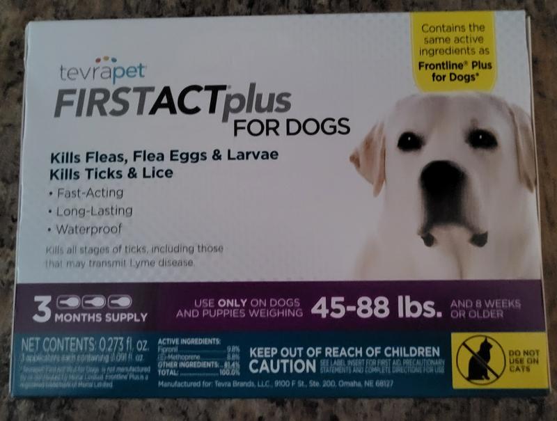TEVRAPET FirstAct Plus Flea & Tick Spot Treatment for Dogs, 45 - 88 lbs ...