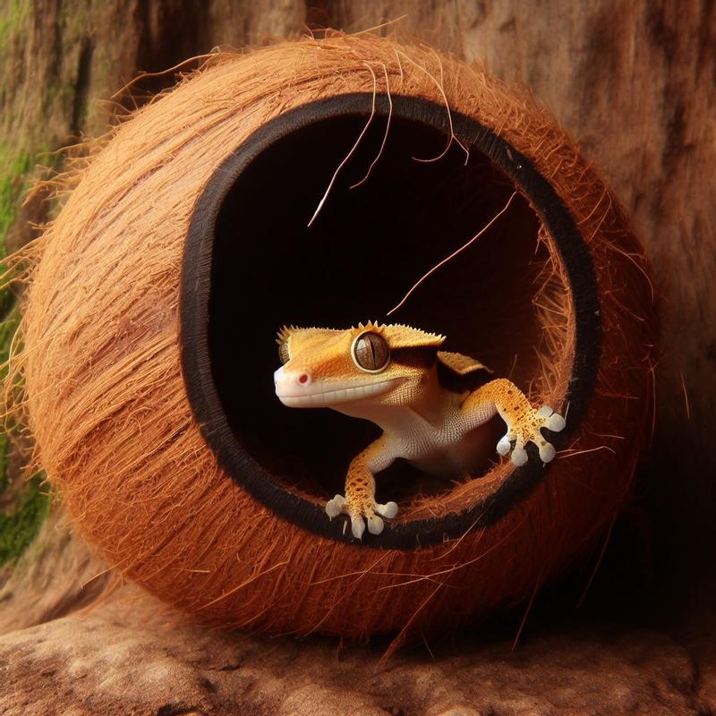 SUNGROW Crested & Leopard Gecko Coconut Hide, Humid Cave for Frog ...