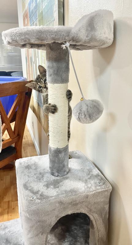 YAHEETECH 51-in Plush Multi-Cat Kitten Tree & Condo, Light Gray - Chewy.com