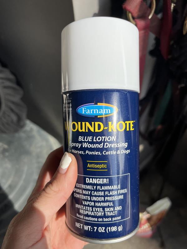 FARNAM Wound-Kote Blue Dressing Lotion Spray for Horses & Dogs, 7-fl oz ...