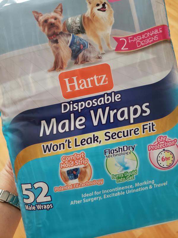 HARTZ Disposable Male Dog Wraps with FlashDry Gel Technology, Medium ...