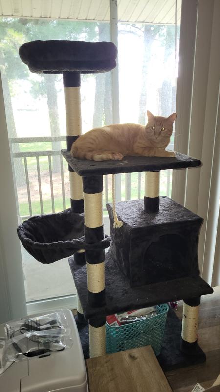 FRISCO 59-in Faux Fur Cat Tree & Condo, Gray - Chewy.com