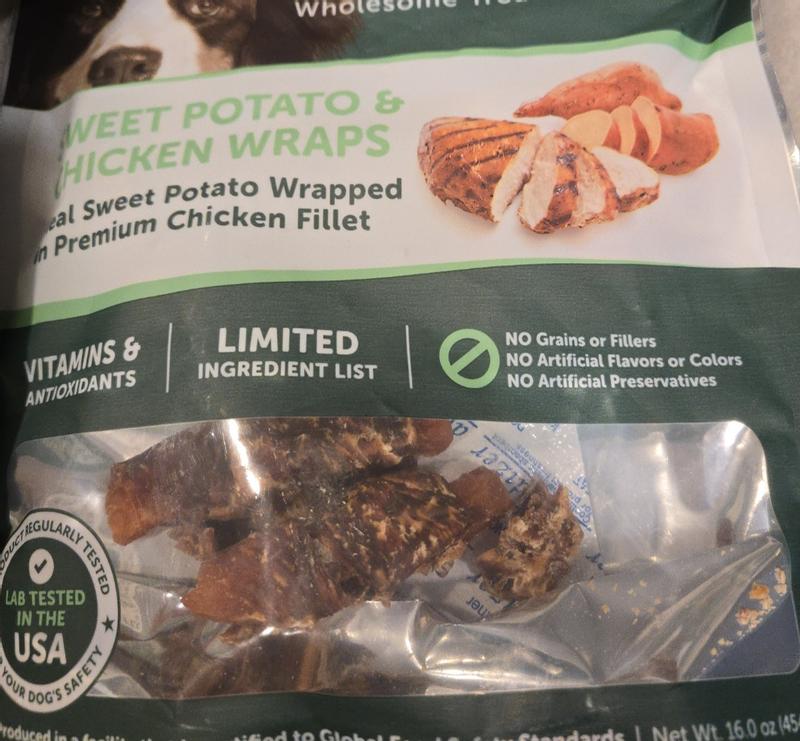 HEALTHFULS Sweet Potato & Chicken Wraps Dehydrated Dog Treats, 16-oz ...