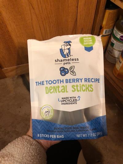 SHAMELESS PETS Blueberry & Mint Dental Dog Treats, 8 count - Chewy.com