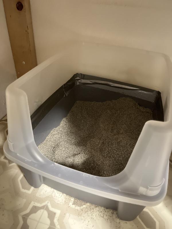 IRIS Open-Top Cat Litter Box with Scatter Shield & Scoop Light Gray ...