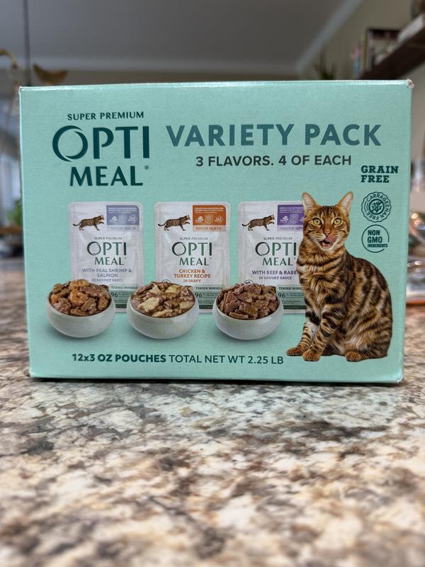 OPTIMEAL Digestive Indoor Health Chicken, Beef, Shrimp Variety Pack ...