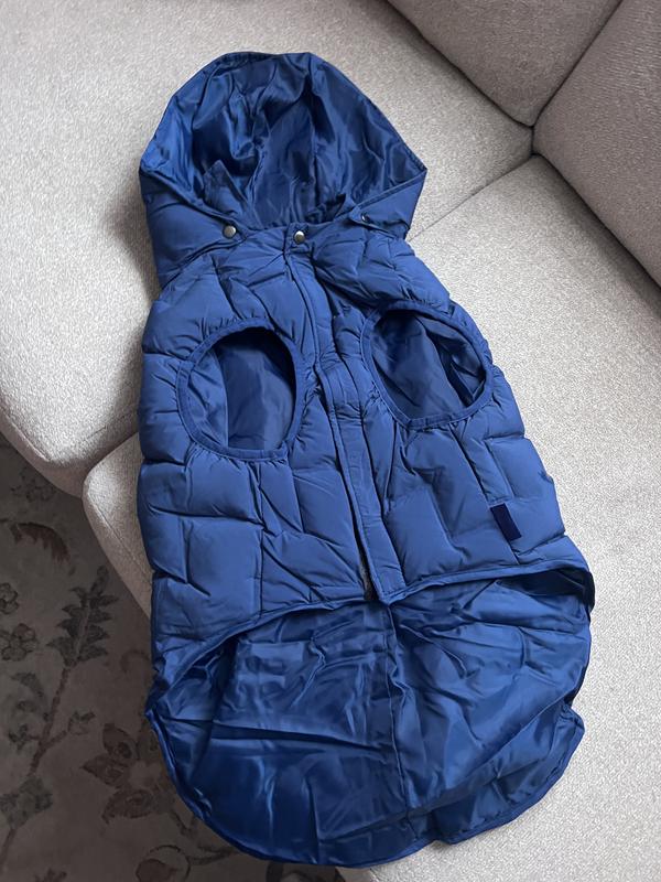 FRISCO Mediumweight Quilted Dog & Cat Puffer with Removable Hood, Blue ...