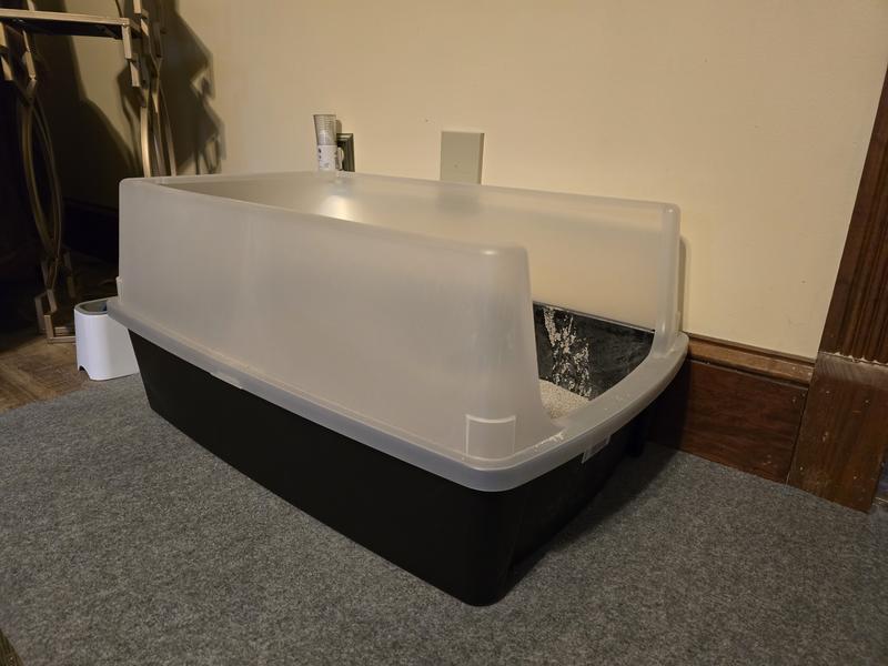 IRIS USA Open Top Cat Litter Box with Scatter Shield, X-Large, Black ...