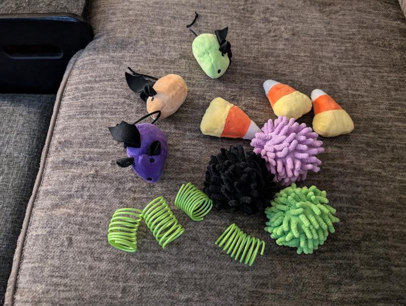 FRISCO Halloween Spring, Moppy Ball & Plush Variety Pack Cat Toy with ...
