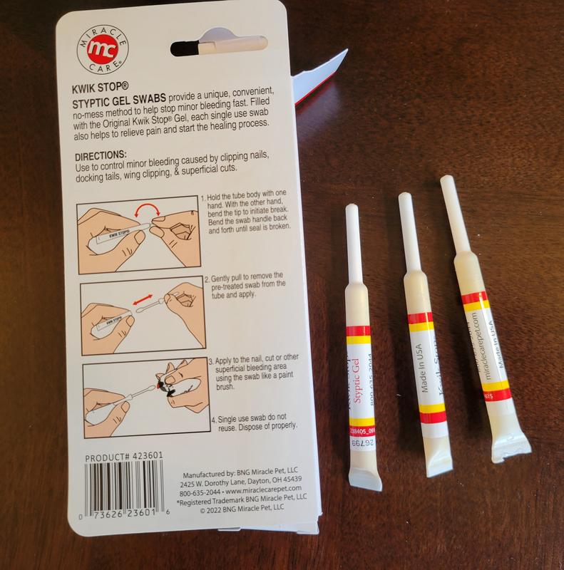 MIRACLE CARE Kwik Stop Styptic Gel Swabs for Dogs, Cats, & Birds ...