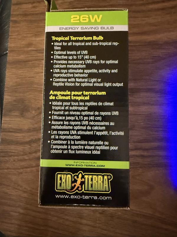 EXO TERRA Tropical UVB 100 Reptile Bulb, 13-w - Chewy.com