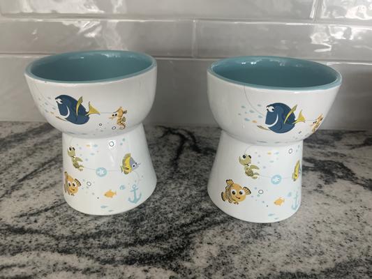 PIXAR Finding Nemo Tall Shape Non-Skid Elevated Ceramic Cat Bowl, 1 Cup ...