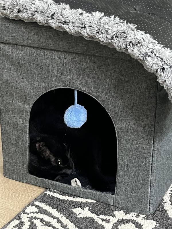 FURHAVEN House Footstool & Ottoman Dog & Cat Bed, Stormy Gray, Large ...