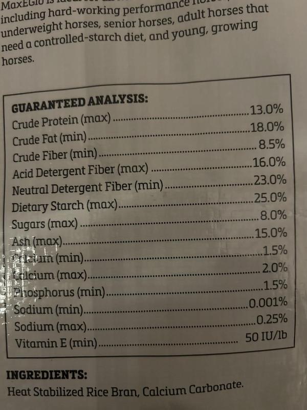 MANNA PRO Max-E-Glo Stabilized Rice Bran Pellets Horse Supplement, 40 ...