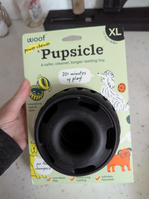 WOOF Pupsicle Power Chewer Refillable Dog Treat Dispenser Toy, Large ...