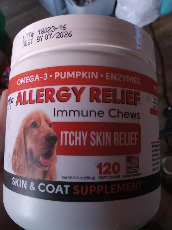 STRELLALAB Anti Itch Allergy Relief Omega Dog Chews, 120 count - Chewy.com
