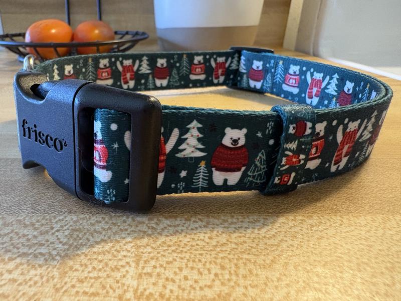 FRISCO Holiday Polar Bears Print Polyester Dog Collar, X-Small - Chewy.com