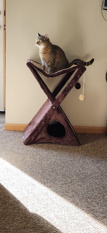 TRIXIE Miguel 25.5-in Plush Fold & Store Cat Tree, Brown/Beige - Chewy.com