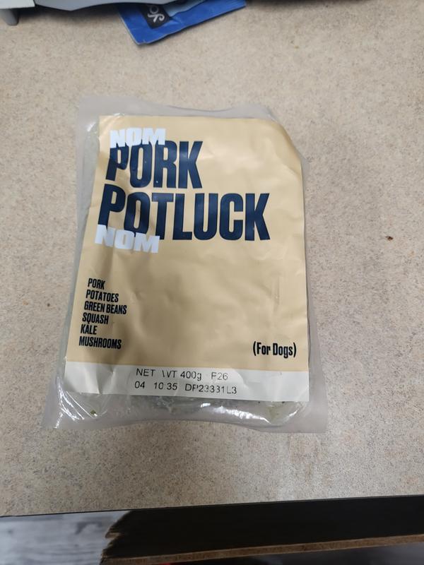 NOM NOM Freshly-Made Frozen Grain-Free Pork Potluck Dog Food, 14-oz ...