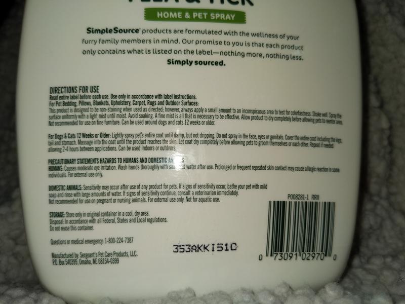 SIMPLESOURCE Flea & Tick Home & Pet Spray - Chewy.com
