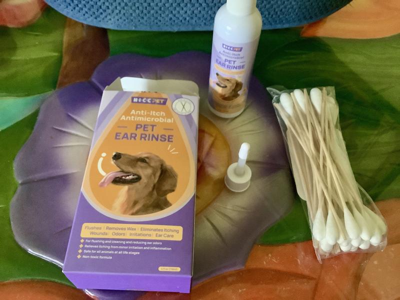 HICC PET Antibacterial Cat & Dog Ear Rinse with Cotton Swabs, 4-fl oz ...