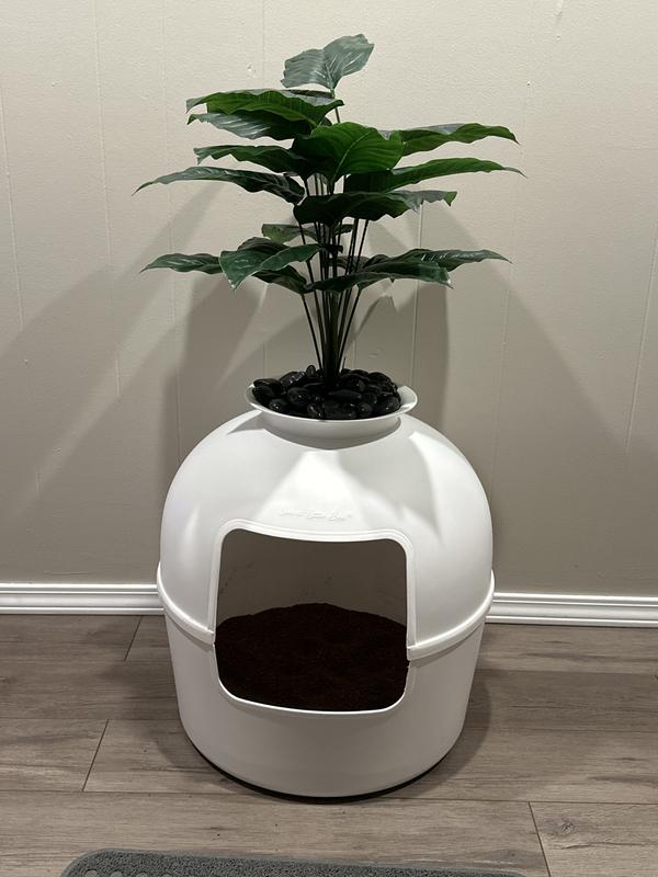 BUNDLE & BLISS Secret Litter Box Hidden Cat Litter Box Plant, Soft Grey ...