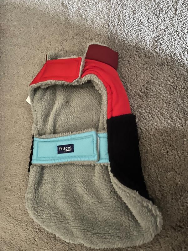 FRISCO Medium Weight Retro Colorblock Mixed Media Dog & Cat Coat, Cream ...