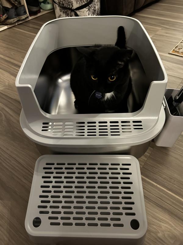 PAWSPIK Stainless Steel Cat Litter Box & Metal Scooper, X-Large, Light ...